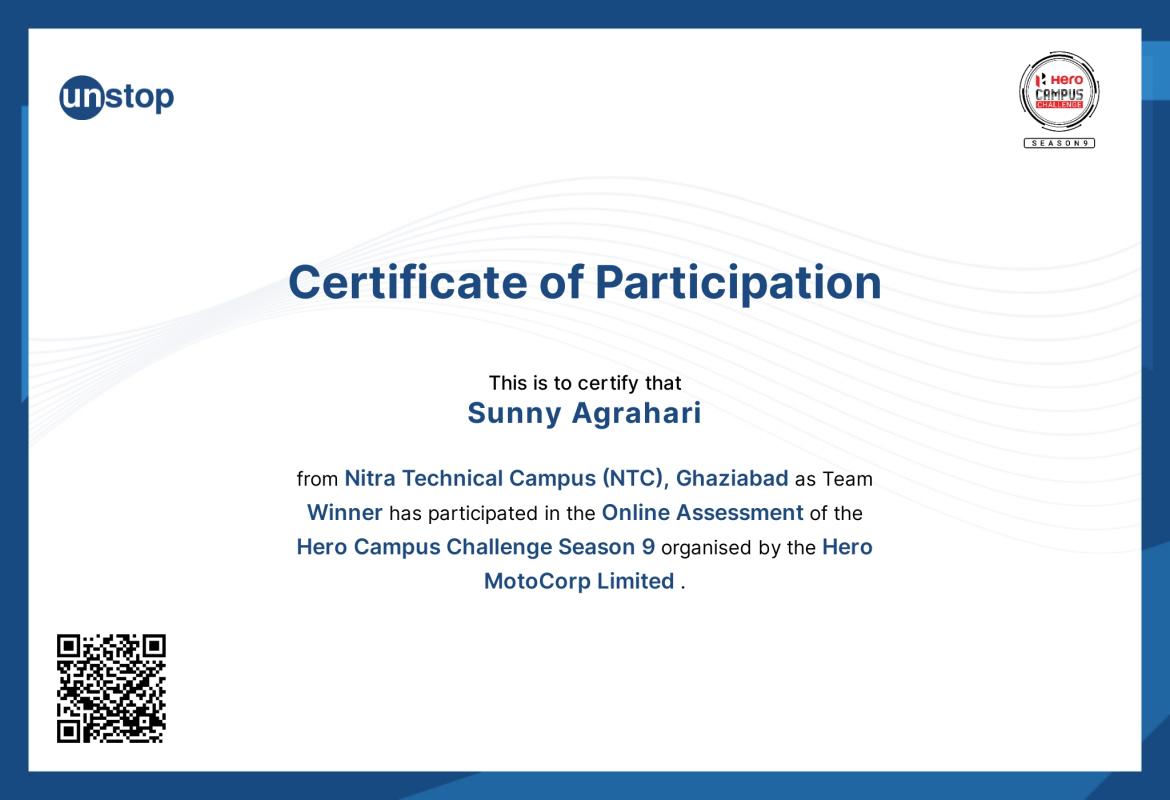 Sunny Agrahari on LinkedIn: Certificate of Participation Sunny Agrahari on LinkedIn: Certificate of Participation