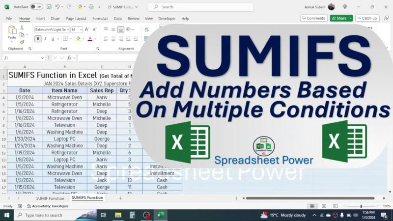 Learn Microsoft Excel on LinkedIn: SUMIFS Function in Excel Learn Microsoft Excel on LinkedIn: SUMIFS Function in Excel