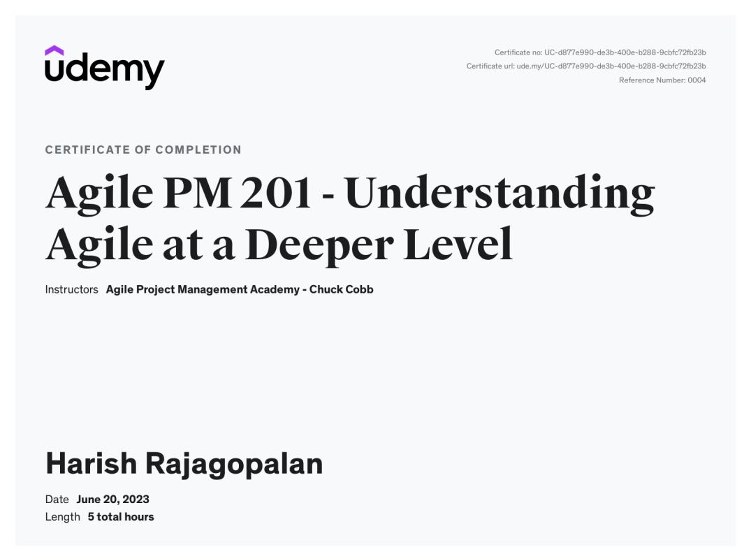 Harish Rajagopalan on LinkedIn: Udemy Course Completion Certificate Harish Rajagopalan on LinkedIn: Udemy Course Completion Certificate