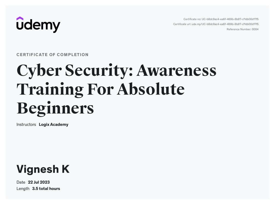 Vignesh K on LinkedIn: Udemy Course Completion Certificate Vignesh K on LinkedIn: Udemy Course Completion Certificate