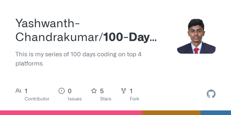 Yashwanth S C on LinkedIn: GitHub - Yashwanth-Chandrakumar/100-Days ... Yashwanth S C on LinkedIn: GitHub - Yashwanth-Chandrakumar/100-Days ...