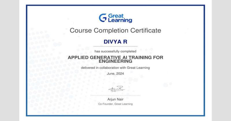 Divya R on LinkedIn: DIVYA R successfully completed LTTS-GenAI-Workshop ... Divya R on LinkedIn: DIVYA R successfully completed LTTS-GenAI-Workshop ...