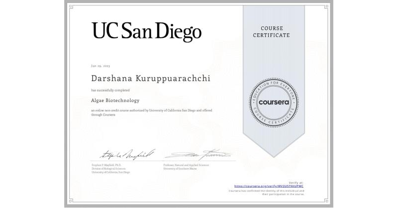 Darshana Kuruppuarachchi on LinkedIn: Completion Certificate for Algae ... Darshana Kuruppuarachchi on LinkedIn: Completion Certificate for Algae ...