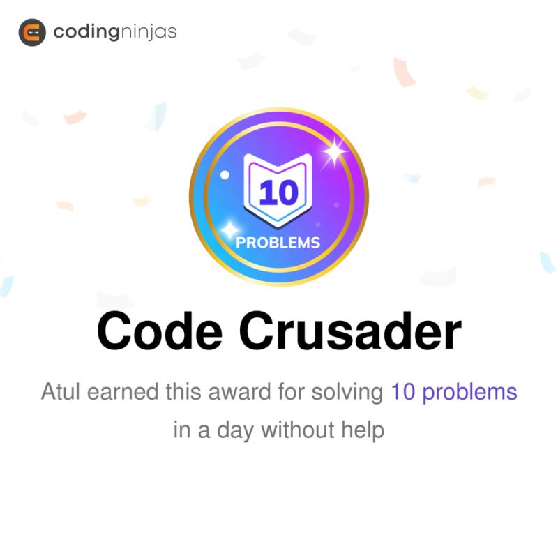 ATUL KUMAR RAJAK on LinkedIn: Codingninjas | Achievements ATUL KUMAR RAJAK on LinkedIn: Codingninjas | Achievements