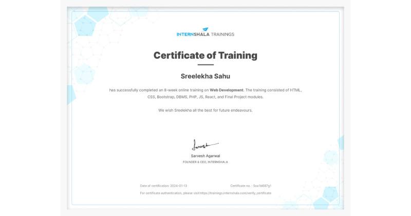 Sreelekha Sahu on LinkedIn: Successfully completed the Web Development ... Sreelekha Sahu on LinkedIn: Successfully completed the Web Development ...