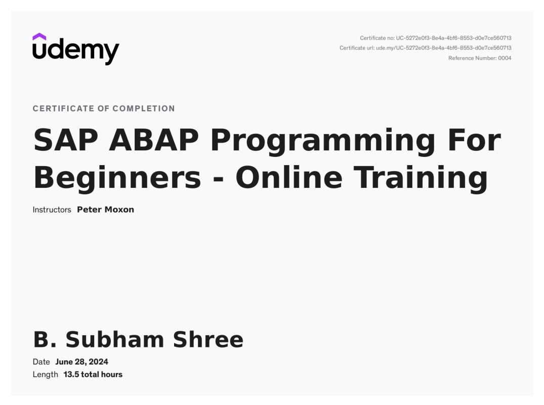 B. Subhamshree on LinkedIn: Udemy Course Completion Certificate B. Subhamshree on LinkedIn: Udemy Course Completion Certificate