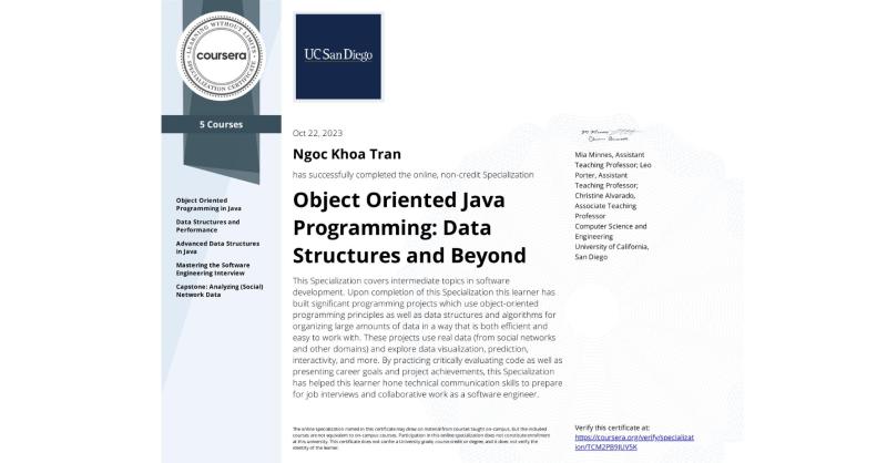 🍕 Ngoc Khoa Tran on LinkedIn: Completion Certificate for Object ... 🍕 Ngoc Khoa Tran on LinkedIn: Completion Certificate for Object ...