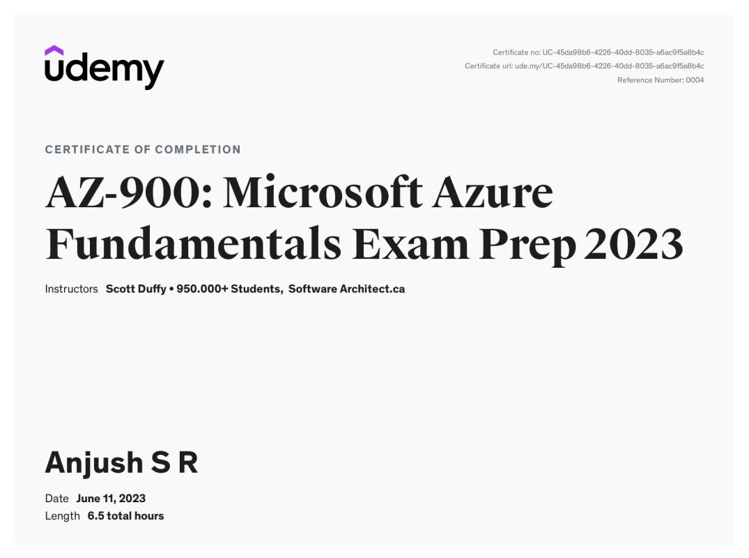 Anjush S R on LinkedIn: Udemy Course Completion Certificate Anjush S R on LinkedIn: Udemy Course Completion Certificate