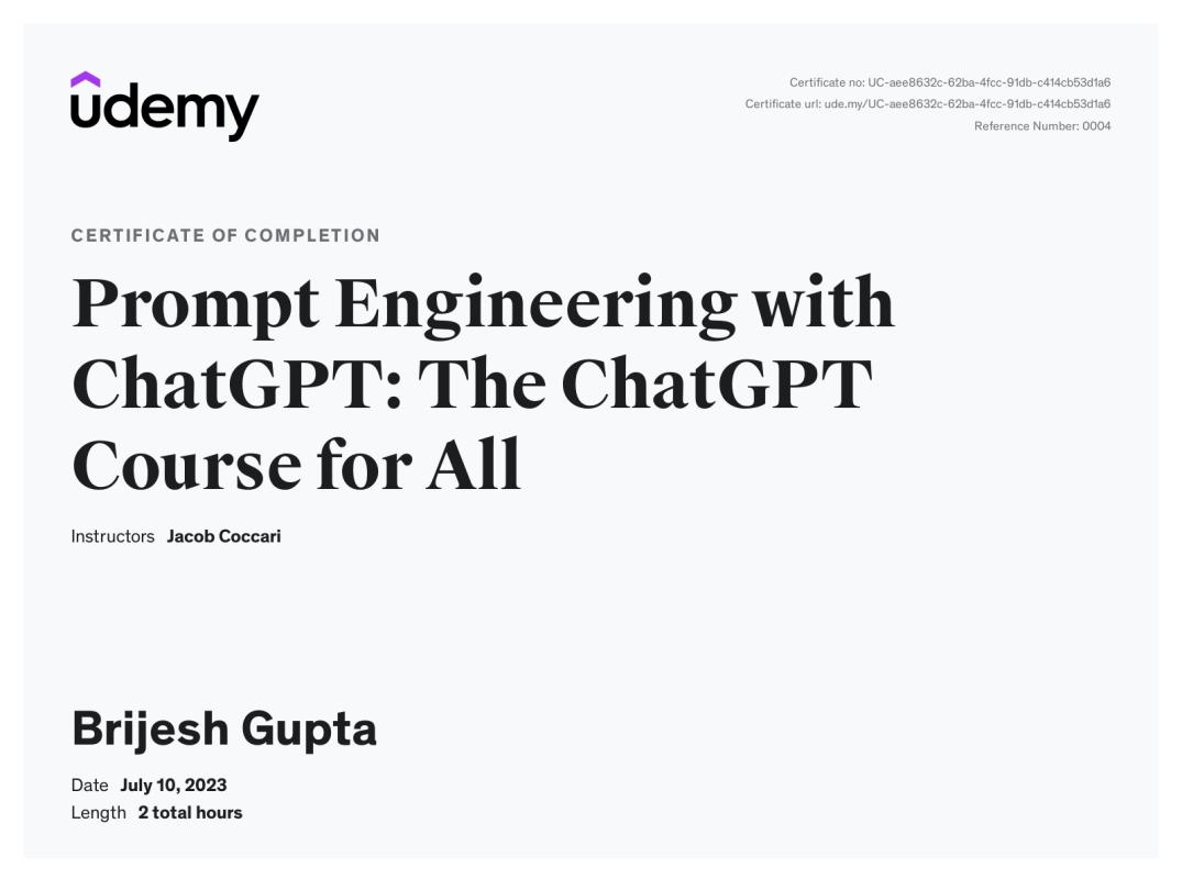 Brijesh K Gupta on LinkedIn: Udemy Course Completion Certificate Brijesh K Gupta on LinkedIn: Udemy Course Completion Certificate