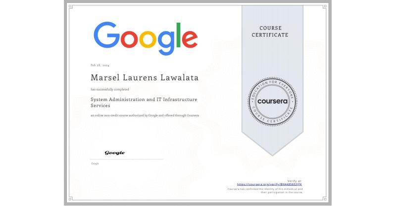 MARSEL LAURENS LAWALATA on LinkedIn: Completion Certificate for System ... MARSEL LAURENS LAWALATA on LinkedIn: Completion Certificate for System ...