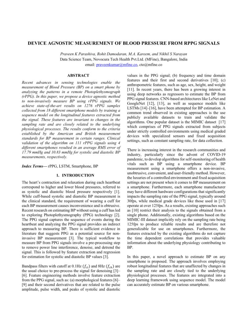 MFine on LinkedIn: (PDF) DEVICE AGNOSTIC MEASUREMENT OF BLOOD PRESSURE ... MFine on LinkedIn: (PDF) DEVICE AGNOSTIC MEASUREMENT OF BLOOD PRESSURE ...