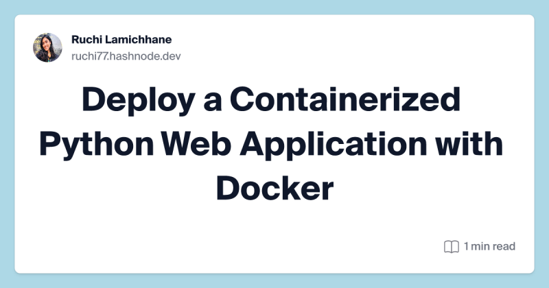 Ruchi Lamichhane on LinkedIn: Deploy a Containerized Python Web ... Ruchi Lamichhane on LinkedIn: Deploy a Containerized Python Web ...