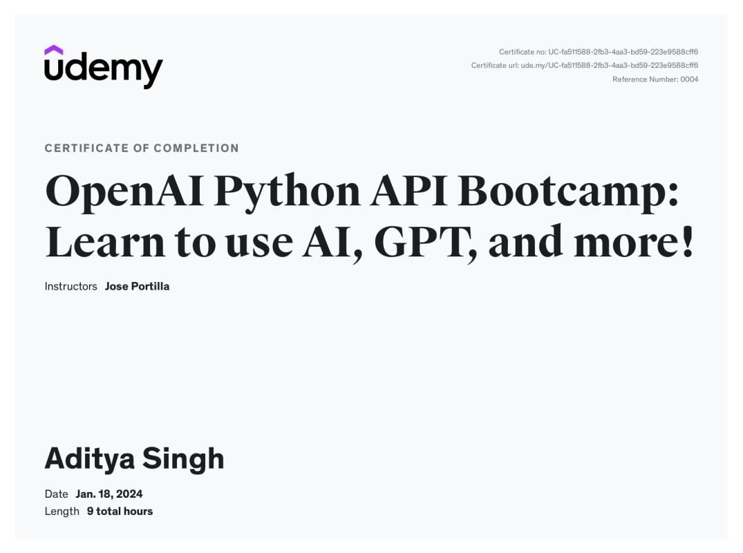 Aditya Singh on LinkedIn: Udemy Course Completion Certificate Aditya Singh on LinkedIn: Udemy Course Completion Certificate