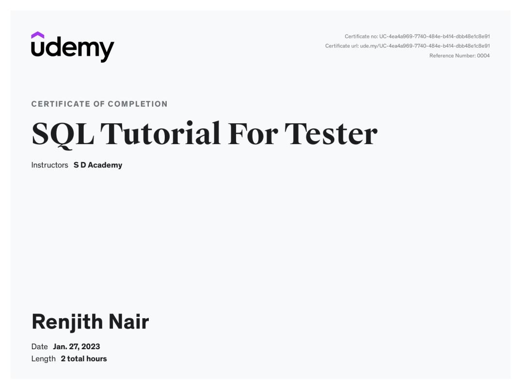 RENJITH R NAIR on LinkedIn: Udemy Course Completion Certificate RENJITH R NAIR on LinkedIn: Udemy Course Completion Certificate