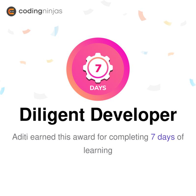 Aditi Shreya on LinkedIn: Codingninjas | Achievements Aditi Shreya on LinkedIn: Codingninjas | Achievements