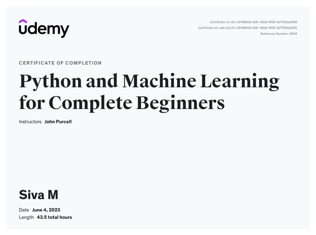 Siva Manikandan on LinkedIn: Udemy Course Completion Certificate Siva Manikandan on LinkedIn: Udemy Course Completion Certificate