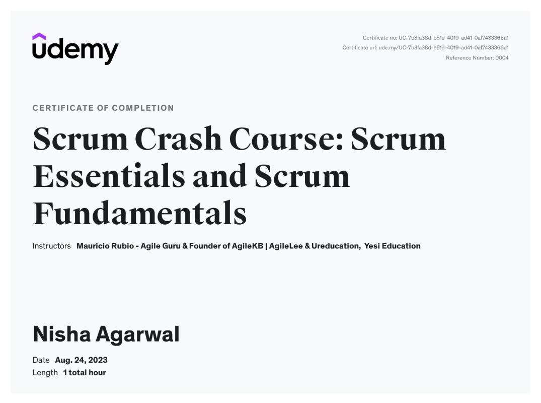 Nisha Agarwal on LinkedIn: Udemy Course Completion Certificate Nisha Agarwal on LinkedIn: Udemy Course Completion Certificate