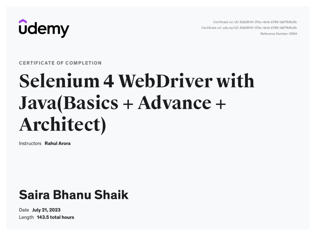 Saira Bhanu Shaik on LinkedIn: Udemy Course Completion Certificate Saira Bhanu Shaik on LinkedIn: Udemy Course Completion Certificate