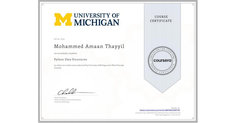 Mohammed Amaan Thayyil on LinkedIn: Completion Certificate for Python ... Mohammed Amaan Thayyil on LinkedIn: Completion Certificate for Python ...