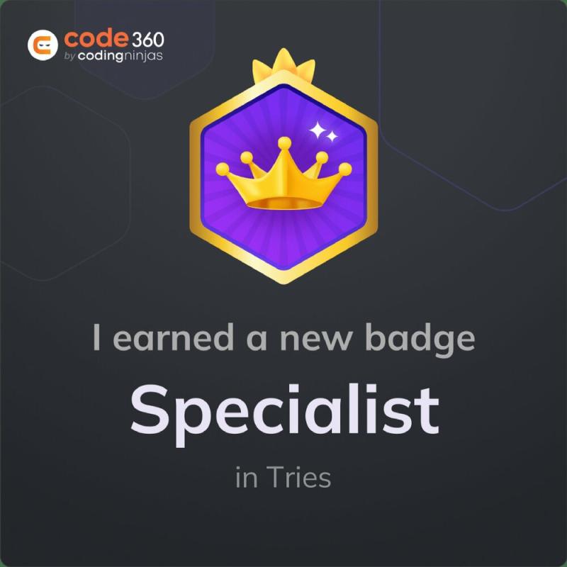 Vaishali Sahni on LinkedIn: 🏆 SkillBadge Unlocked! | Naukri Code 360 Vaishali Sahni on LinkedIn: 🏆 SkillBadge Unlocked! | Naukri Code 360