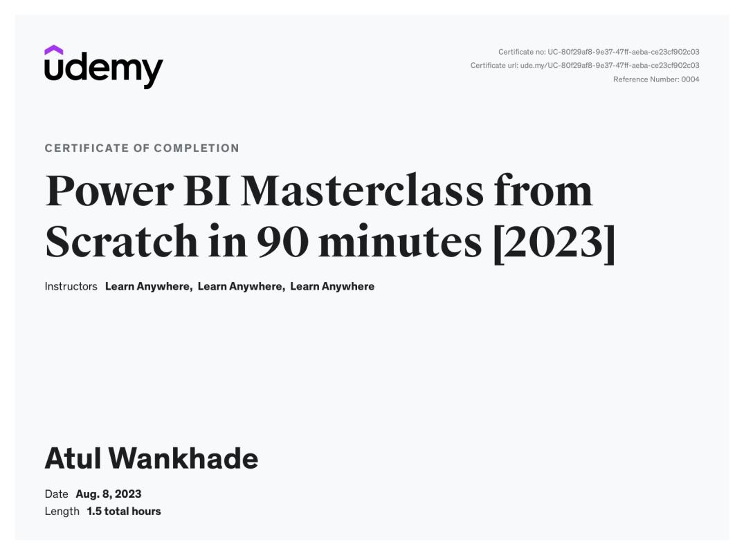 Atul Wankhade on LinkedIn: Udemy Course Completion Certificate Atul Wankhade on LinkedIn: Udemy Course Completion Certificate