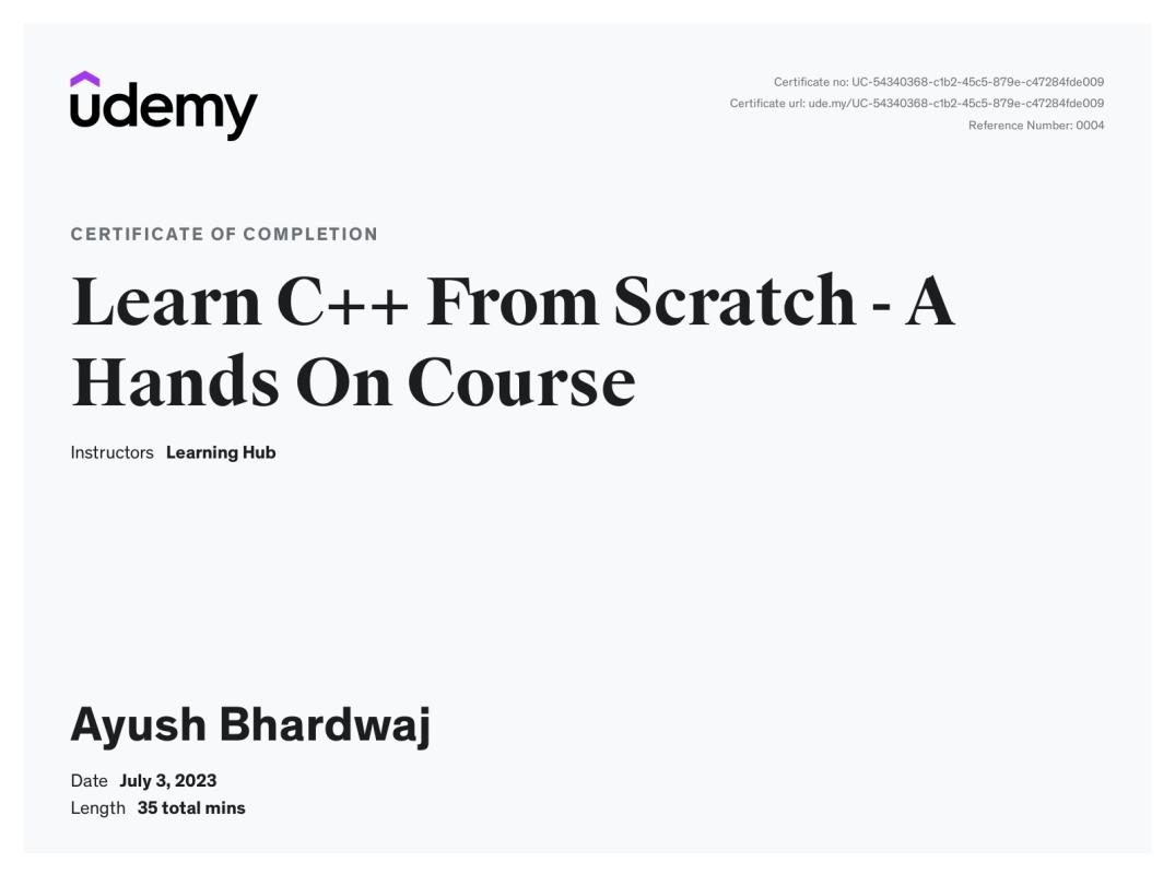 Ayush Bhardwaj on LinkedIn: Udemy Course Completion Certificate Ayush Bhardwaj on LinkedIn: Udemy Course Completion Certificate