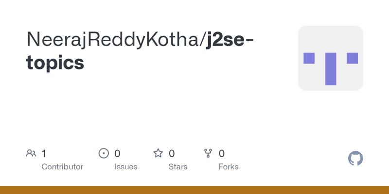 Kotha Neeraj Reddy on LinkedIn: GitHub - NeerajReddyKotha/j2se-topics Kotha Neeraj Reddy on LinkedIn: GitHub - NeerajReddyKotha/j2se-topics