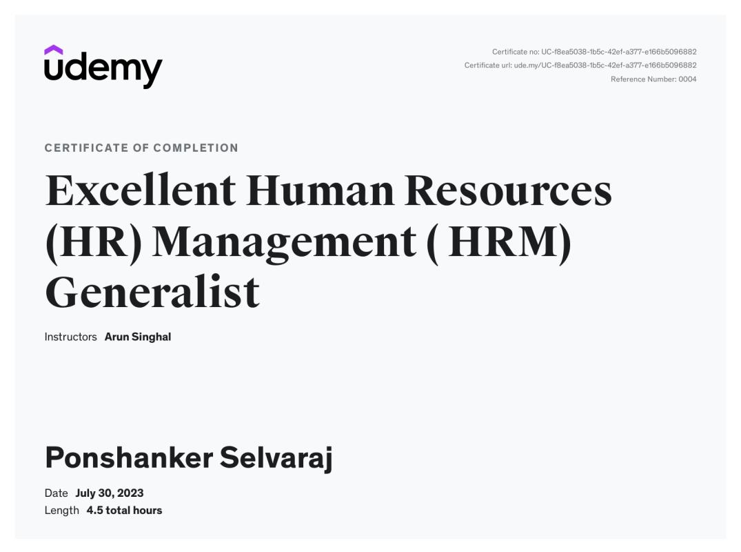 Ponshanker Selvaraj on LinkedIn: Udemy Course Completion Certificate Ponshanker Selvaraj on LinkedIn: Udemy Course Completion Certificate