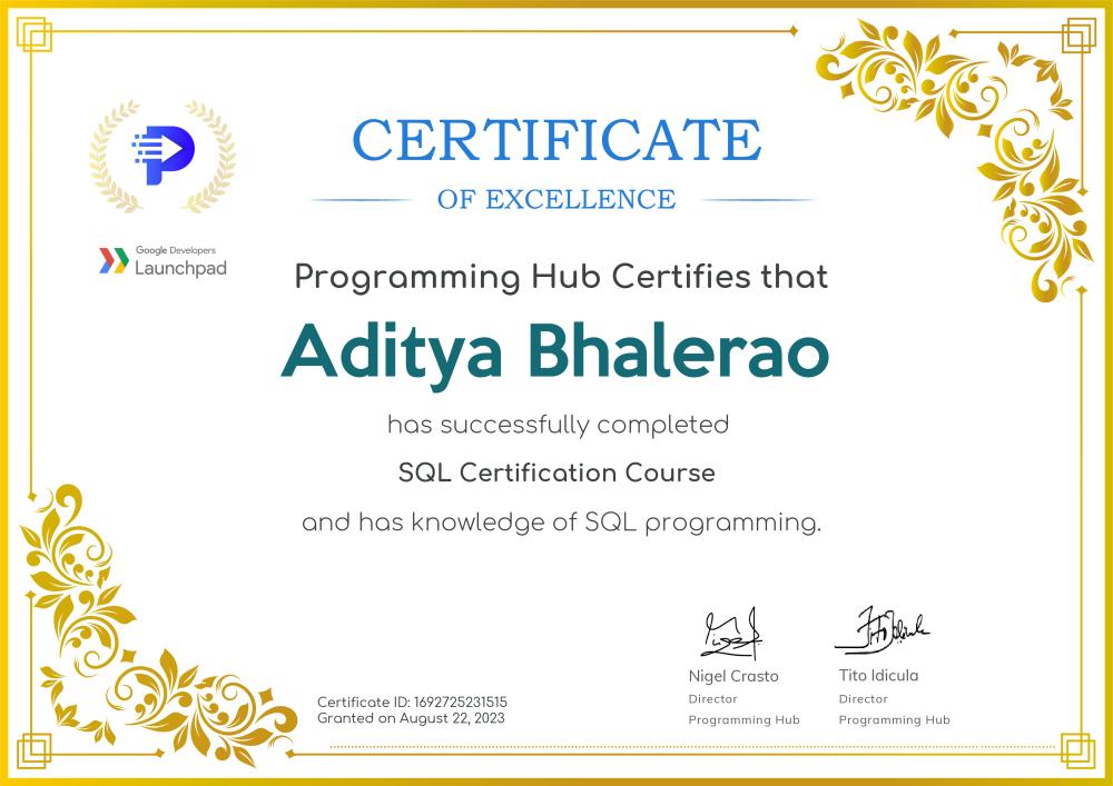 Aditya Bhalerao on LinkedIn: #sqlcertified #sql #sqldatabase Aditya Bhalerao on LinkedIn: #sqlcertified #sql #sqldatabase