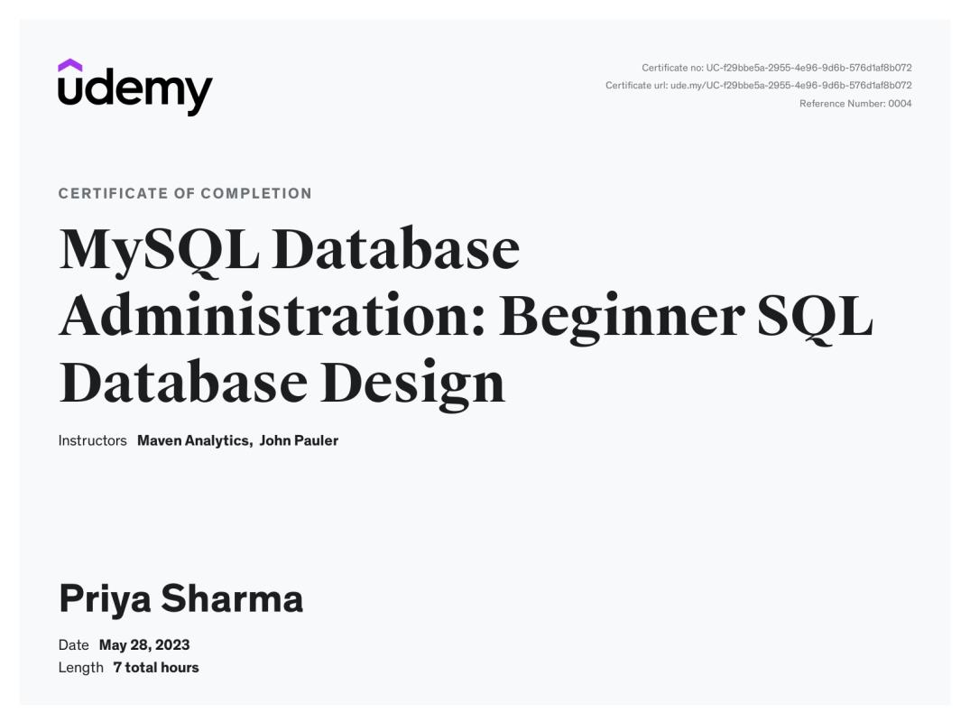 Priya Sharma LinkedIn‘de: Udemy Course Completion Certificate Priya Sharma LinkedIn‘de: Udemy Course Completion Certificate