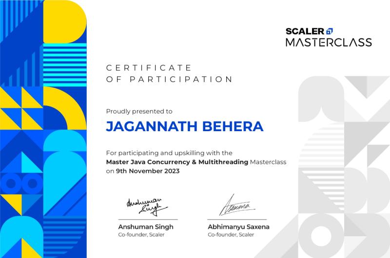 Jagannath Behera on LinkedIn: Certificate | Master Java Concurrency ... Jagannath Behera on LinkedIn: Certificate | Master Java Concurrency ...