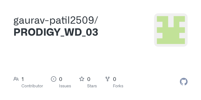 Gaurav Patil on LinkedIn: GitHub - gaurav-patil2509/PRODIGY_WD_03 Gaurav Patil on LinkedIn: GitHub - gaurav-patil2509/PRODIGY_WD_03