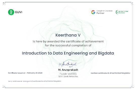 Keerthana Veerasamy on LinkedIn: GUVI Certificate Keerthana Veerasamy on LinkedIn: GUVI Certificate
