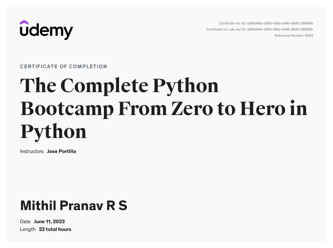 MITHIL PRANAV R S on LinkedIn: Udemy Course Completion Certificate MITHIL PRANAV R S on LinkedIn: Udemy Course Completion Certificate