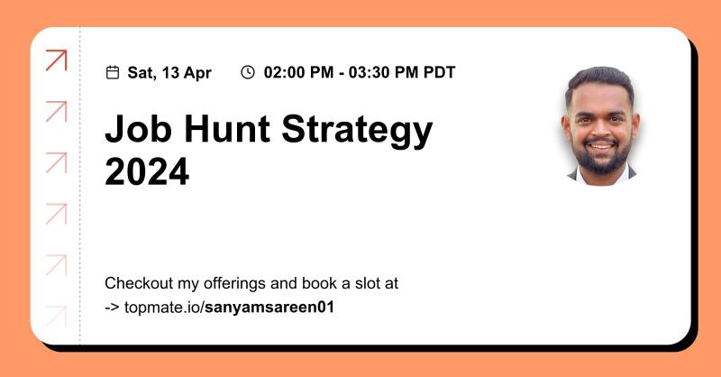 Sanyam Sareen on LinkedIn: Job Hunt Strategy 2024 with Sanyam Sareen Sanyam Sareen on LinkedIn: Job Hunt Strategy 2024 with Sanyam Sareen