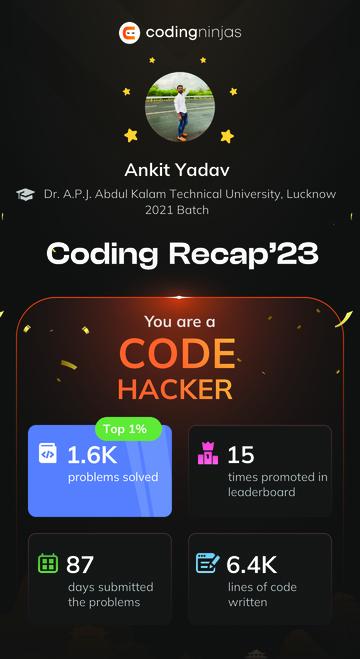 Ankit Yadav on LinkedIn: Coding Recap'23 | Coding Ninjas Ankit Yadav on LinkedIn: Coding Recap'23 | Coding Ninjas