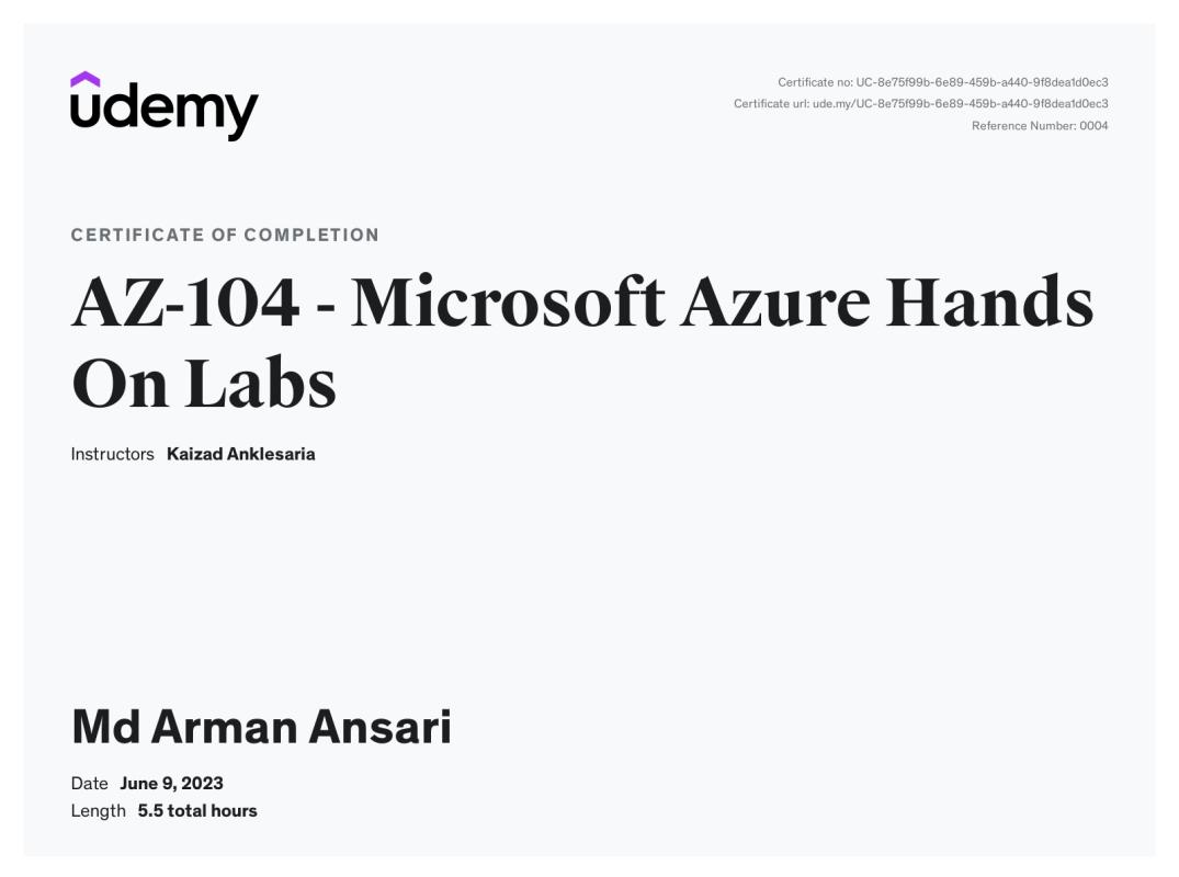 Md Arman Ansari on LinkedIn: Udemy Course Completion Certificate Md Arman Ansari on LinkedIn: Udemy Course Completion Certificate
