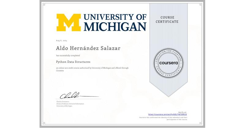 Aldo H. on LinkedIn: Completion Certificate for Python Data Structures Aldo H. on LinkedIn: Completion Certificate for Python Data Structures