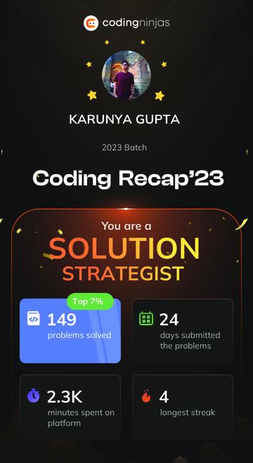 Karunya Gupta on LinkedIn: Coding Recap'23 | Coding Ninjas Karunya Gupta on LinkedIn: Coding Recap'23 | Coding Ninjas