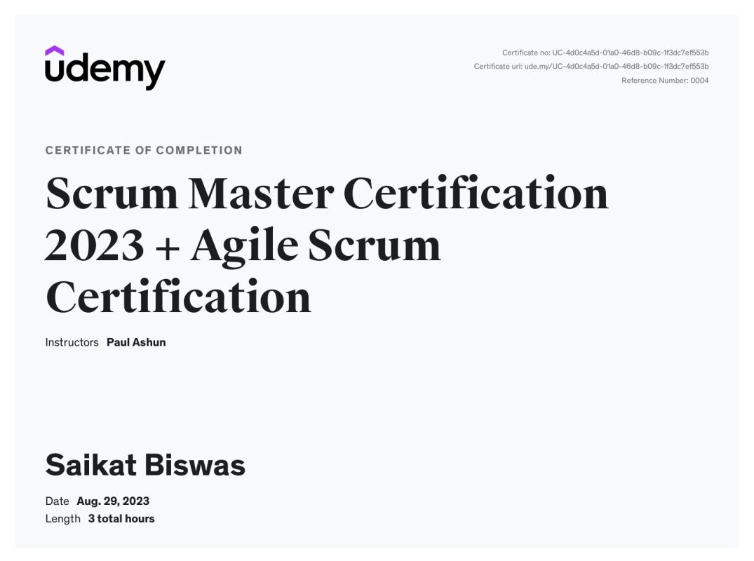 Saikat Biswas on LinkedIn: Udemy Course Completion Certificate Saikat Biswas on LinkedIn: Udemy Course Completion Certificate
