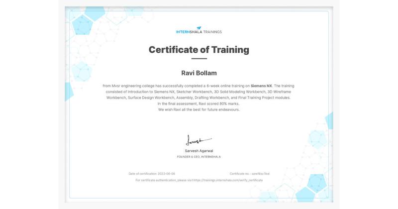 Bollam Ravi on LinkedIn: Successfully completed the Siemens NX training ... Bollam Ravi on LinkedIn: Successfully completed the Siemens NX training ...