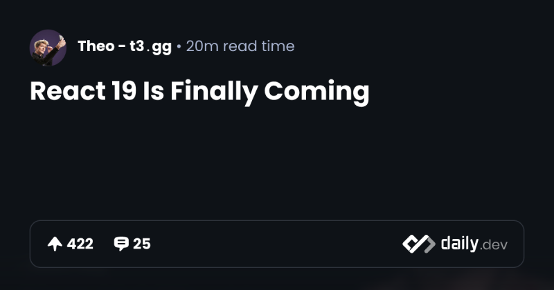 Jarrod Bogard on LinkedIn: React 19 Is Finally Coming | daily.dev Jarrod Bogard on LinkedIn: React 19 Is Finally Coming | daily.dev