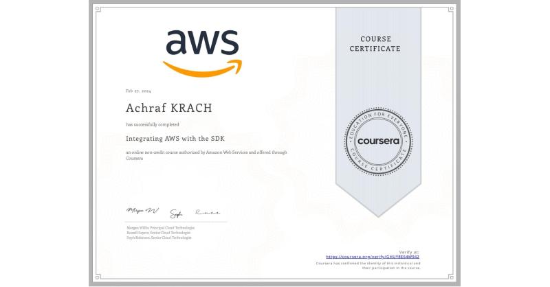 Achraf KRACH on LinkedIn: Completion Certificate for Integrating AWS ... Achraf KRACH on LinkedIn: Completion Certificate for Integrating AWS ...