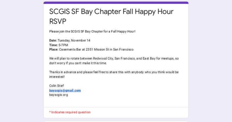 Colin Stief on LinkedIn: SCGIS SF Bay Chapter Fall Happy Hour RSVP Colin Stief on LinkedIn: SCGIS SF Bay Chapter Fall Happy Hour RSVP