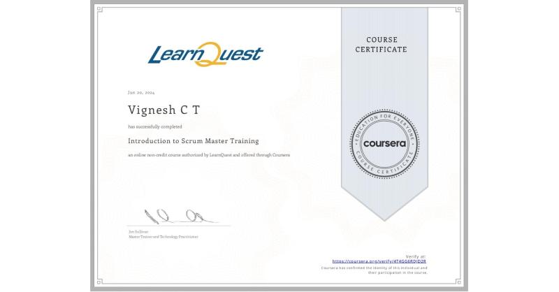 Vignesh Thangavel on LinkedIn: Completion Certificate for Introduction ... Vignesh Thangavel on LinkedIn: Completion Certificate for Introduction ...