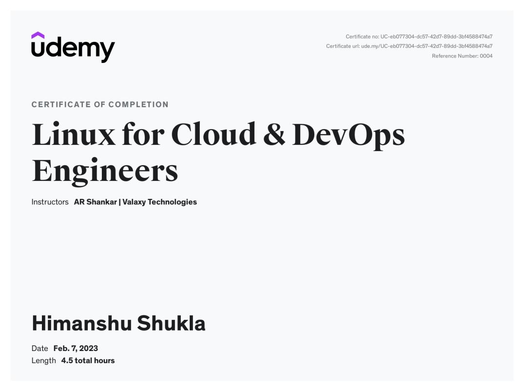 Himanshu Shukla on LinkedIn: Udemy Course Completion Certificate Himanshu Shukla on LinkedIn: Udemy Course Completion Certificate