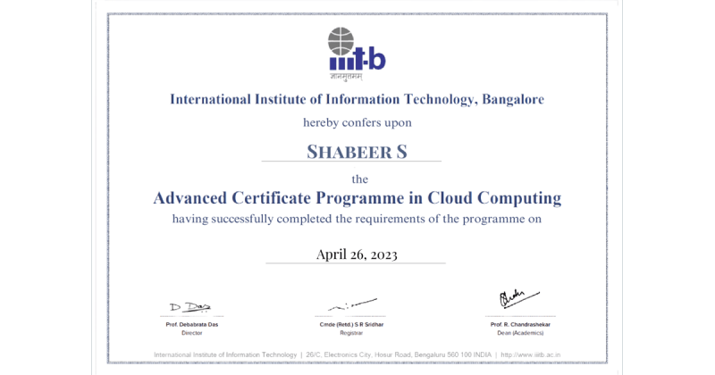 Syed Shabeer on LinkedIn: Advanced Certificate Programme in Cloud ... Syed Shabeer on LinkedIn: Advanced Certificate Programme in Cloud ...