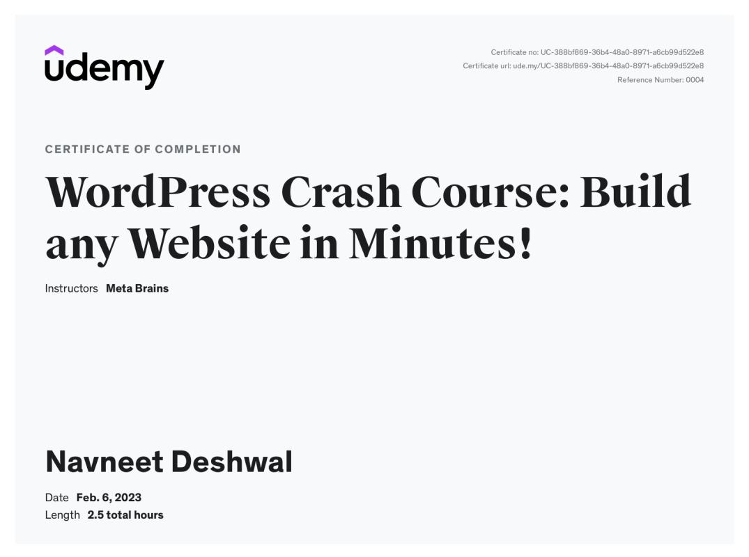 Navneet Singh Deshwal on LinkedIn: Udemy Course Completion Certificate Navneet Singh Deshwal on LinkedIn: Udemy Course Completion Certificate