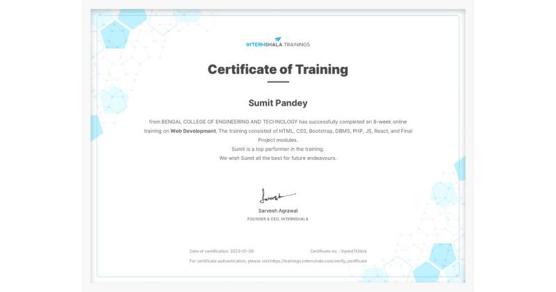 Sumit Pandey on LinkedIn: Successfully completed the Web Development ... Sumit Pandey on LinkedIn: Successfully completed the Web Development ...