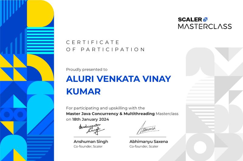 VINAY KUMAR .A.V on LinkedIn: Certificate | Master Java Concurrency ... VINAY KUMAR .A.V on LinkedIn: Certificate | Master Java Concurrency ...